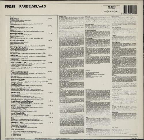 Elvis Presley Rare Elvis, Vol. 3 UK vinyl LP album (LP record) (249454)