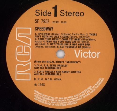 Elvis Presley Speedway - Orange label UK vinyl LP album (LP record ...