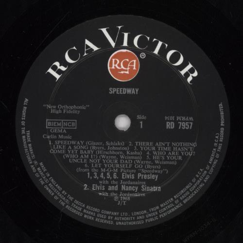 Elvis Presley Speedway - VG/EX UK vinyl LP album (LP record) (555595)
