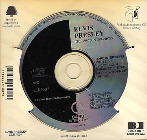 Elvis Presley The 1950s Interviews UK CD album (CDLP) (372950)