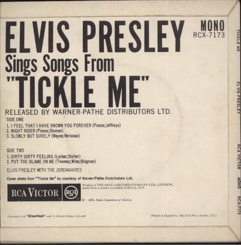 Elvis Presley Tickle Me EP UK 7" vinyl single (7 inch record / 45) (92898)