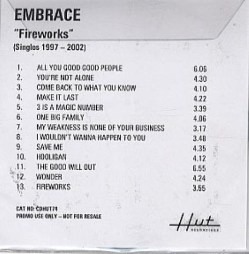 Embrace Fireworks UK Promo CD-R acetate (209663)