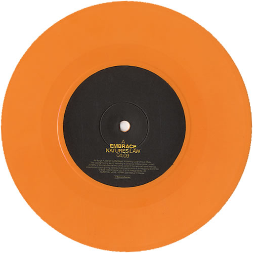 Embrace Nature's Law - Orange Vinyl UK 7" vinyl single (7 inch record ...