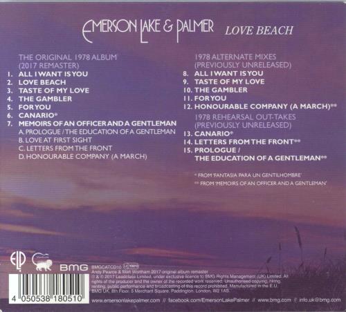 Emerson Lake & Palmer Love Beach: Remastered UK CD album (CDLP) (797202)