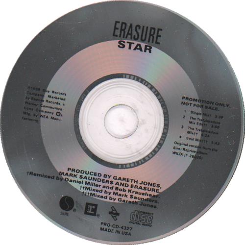 Erasure Star - 4 Mixes US Promo CD single (CD5 / 5") (11056)