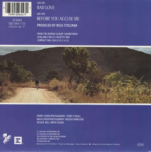 Eric Clapton Bad Love German Promo 7" vinyl single (7 inch record / 45 ...