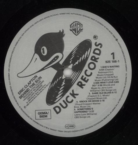 Eric Clapton Behind The Sun UK vinyl LP album (LP record) (75325)