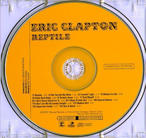 Eric Clapton Reptile US Promo CD album (CDLP) (176446)