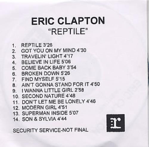 Eric Clapton Reptile UK Promo CD-R acetate (179065)