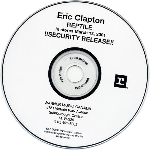 Eric Clapton Reptile Canadian Promo CD-R acetate (222365)