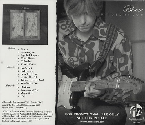 Eric Johnson Bloom US Promo CD-R acetate (440367)