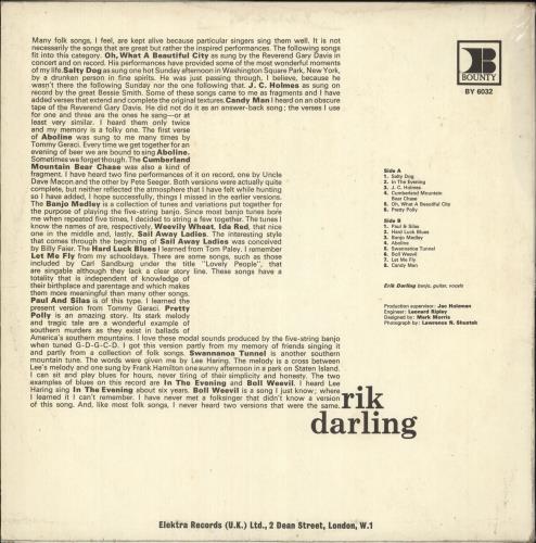 Erik Darling Erik Darling UK vinyl LP album (LP record) (716916)