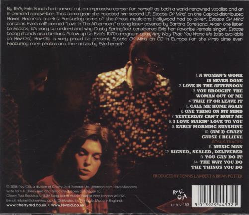 Evie Sands Estate Of Mind UK CD album (CDLP) (779670)