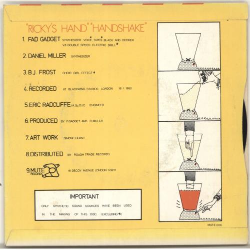 Fad Gadget Ricky's Hand UK 7" vinyl single (7 inch record / 45) (319511)