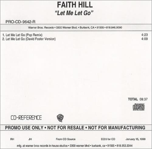 Faith Hill Let Me Let Go US Promo CD-R acetate (199452)