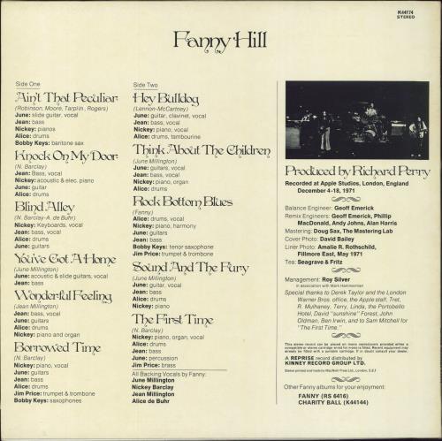 Fanny (70s) Fanny Hill - Test Pressing UK vinyl LP album (LP record ...
