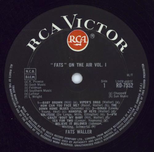 Fats Waller Fats On The Air Vol. 1 UK vinyl LP album (LP record) (782432)