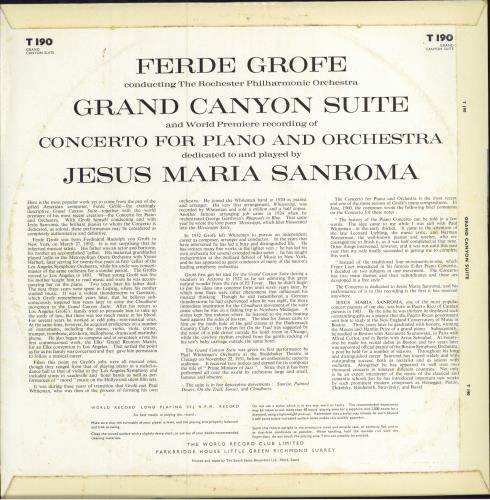 Ferde Grofé Grand Canyon Suite / Concerto For Piano And Orchestra UK ...
