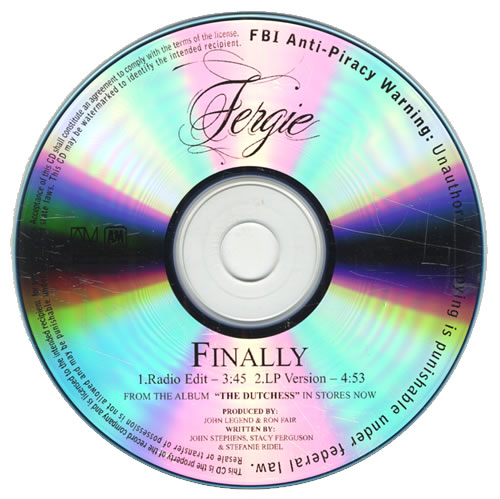 Fergie Finally US Promo CD-R acetate (431800)