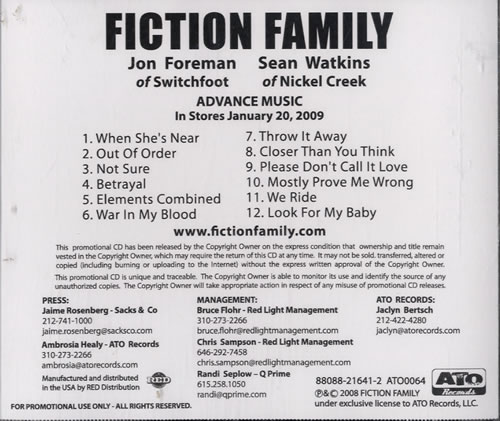 Fiction Family Fiction Family US Promo CD-R acetate (478072)