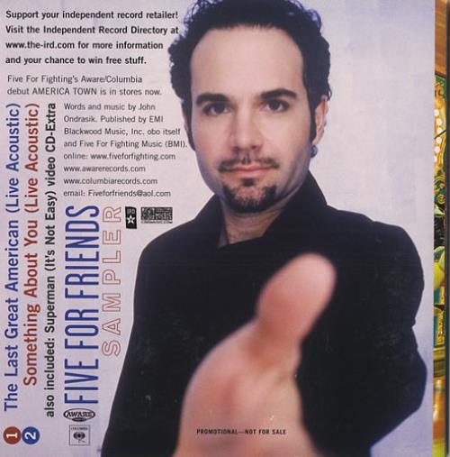 Five For Fighting Five For Friends Sampler US Promo CD single (CD5 / 5 ...