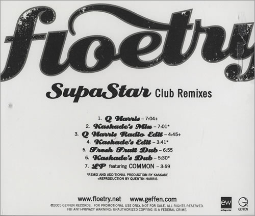 Floetry Supastar Club Remixes US Promo CD-R acetate (473814)