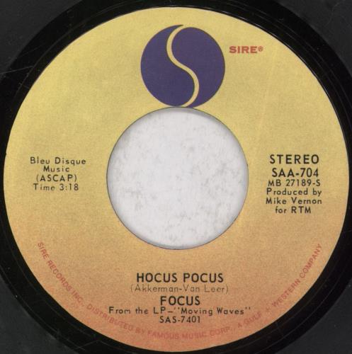 Focus Hocus Pocus US 7" vinyl single (7 inch record / 45) (736665)