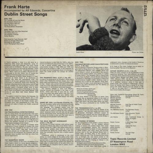 Frank Harte Dublin Street Songs UK vinyl LP album (LP record) (762477)