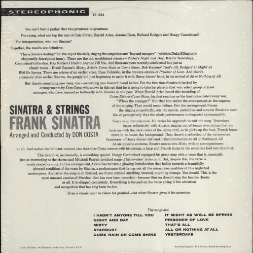 Frank Sinatra Sinatra & Strings - Sealed US vinyl LP album (LP record) (774357)