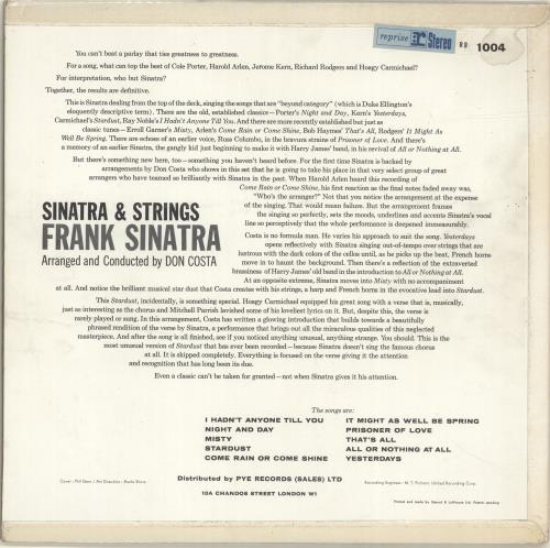 Frank Sinatra Sinatra & Strings UK vinyl LP album (LP record) (457242)