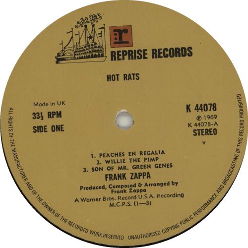 Frank Zappa Hot Rats - EX UK vinyl LP album (LP record) (65623)