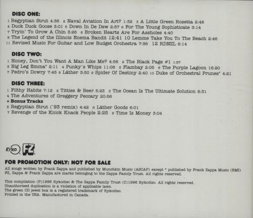 Frank Zappa Läther US Promo 3-CD album set (Triple CD) (99521)