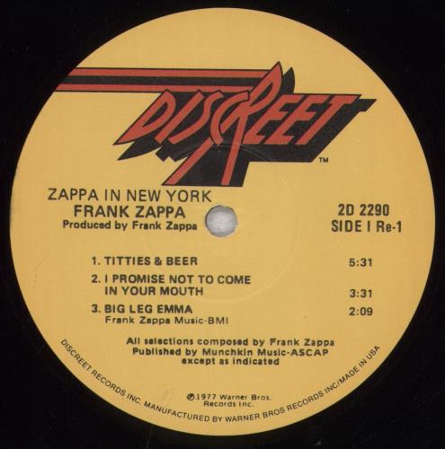 Frank Zappa Zappa In New York US 2-LP vinyl record set (Double LP Album ...