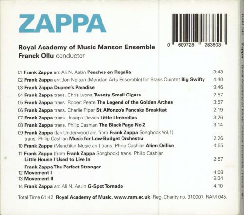 Frank Zappa Zappa UK CD album (CDLP) (781806)
