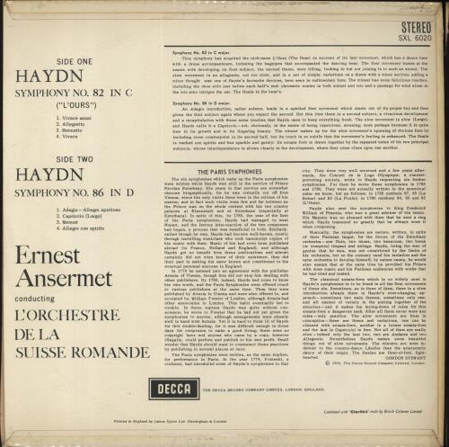 Franz Joseph Haydn L'ours UK vinyl LP album (LP record) (848410)