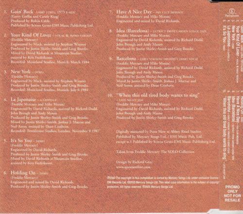 Freddie Mercury The Solo Collection - Rarities Sampler UK Promo CD ...