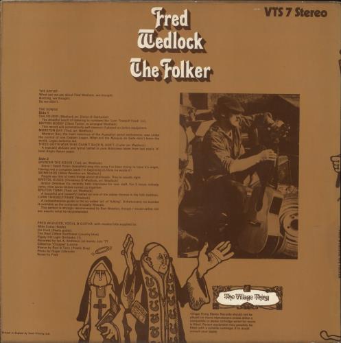Fred Wedlock The Folker UK vinyl LP album (LP record) (728009)