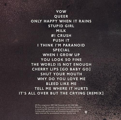 Garbage Absolute Garbage UK Promo CD-R acetate (410894)