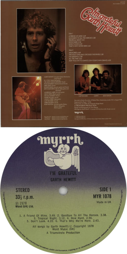 Garth Hewitt I'm Grateful UK vinyl LP album (LP record) (601858)