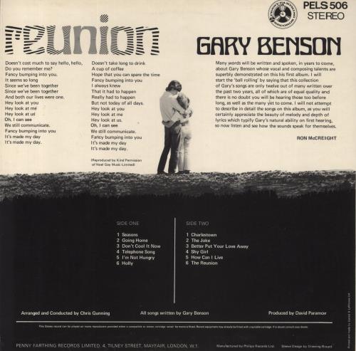 Gary Benson Reunion UK vinyl LP album (LP record) (850385)