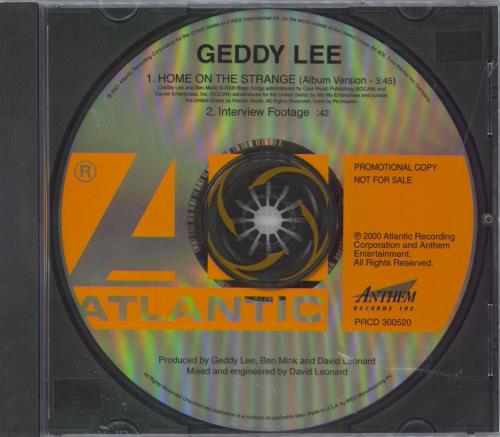 Geddy Lee Home On The Strange US Promo CD single (CD5 / 5") (183499)