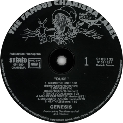 Genesis Duke French vinyl LP album (LP record) (601489)