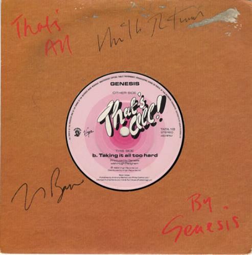 Genesis That's All - Autographed! UK 7" vinyl single (7 inch record ...