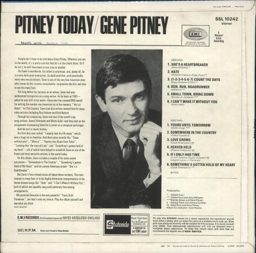 Gene Pitney Pitney Today UK vinyl LP album (LP record) (719622)