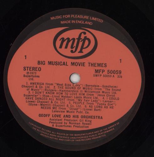 Geoff Love Big Musical Movie Themes UK vinyl LP album (LP record) (691305)