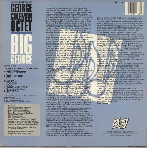 George Coleman Big George UK vinyl LP album (LP record) (693970)