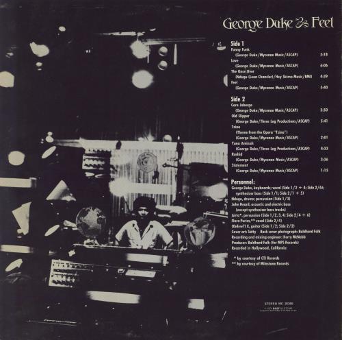 George Duke Feel US vinyl LP album (LP record) (805015)