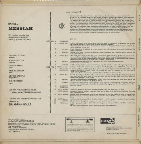 George Frideric Handel Messiah UK 2-LP vinyl record set (Double LP ...