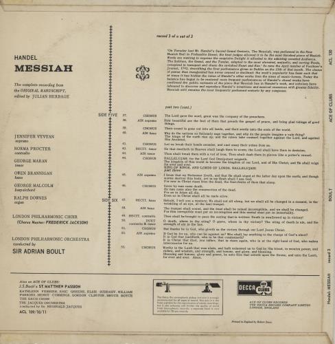 George Frideric Handel Messiah UK 2-LP vinyl record set (Double LP ...