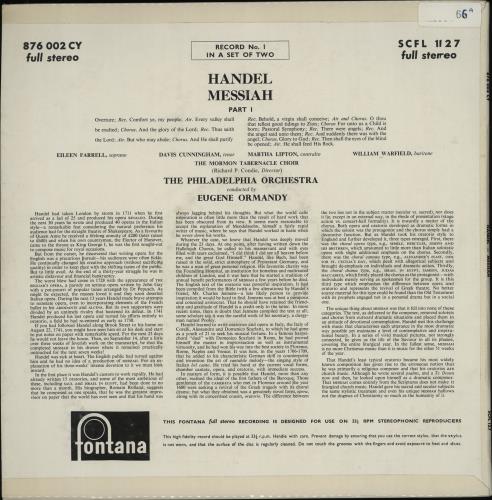 George Frideric Handel Messiah UK 2-LP vinyl record set (Double LP ...